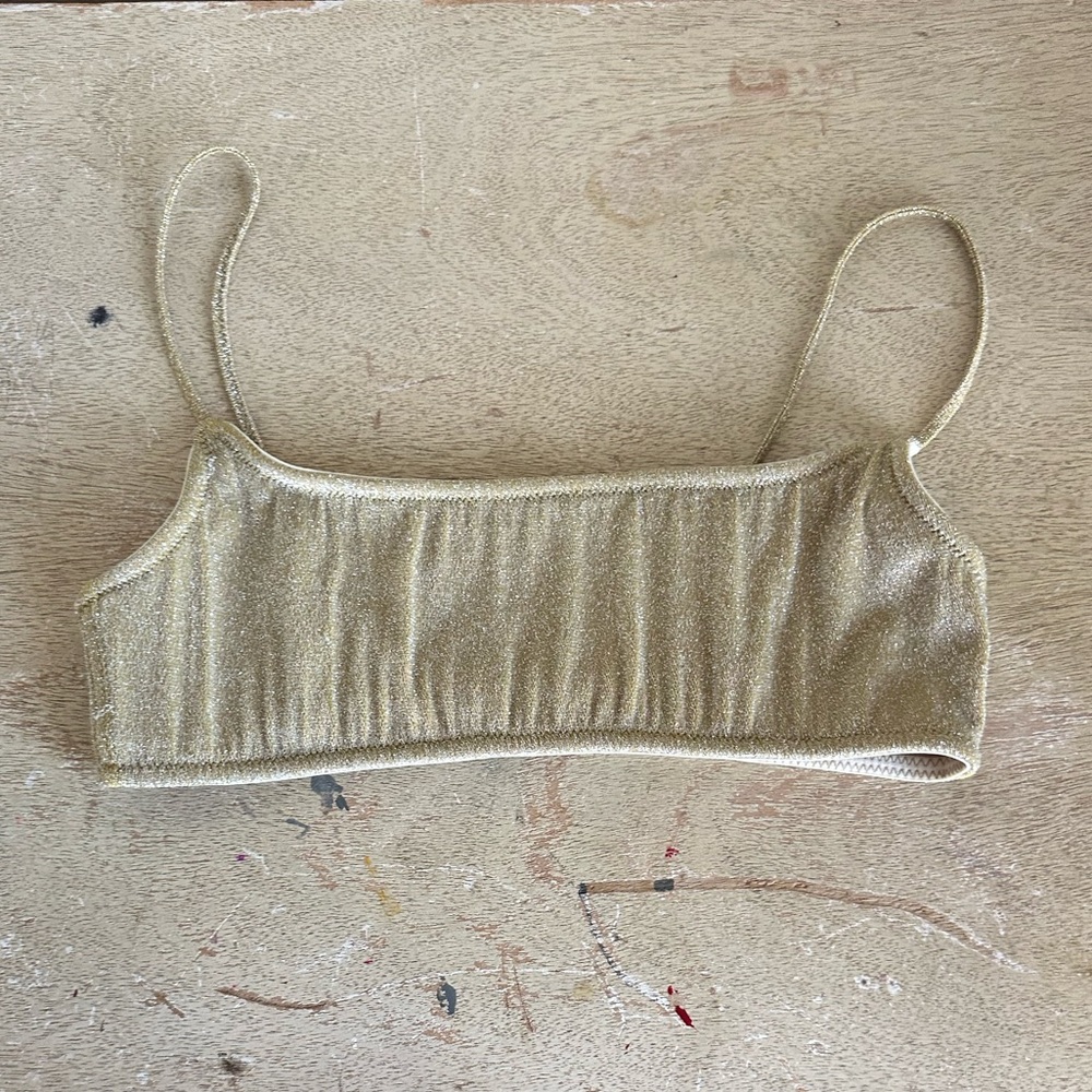 Triangl Gold Metallic Scoop Bikini Top - Gem